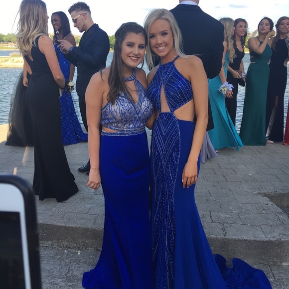Dresses | Long Navy Prom Dress Halter Top | Poshmark